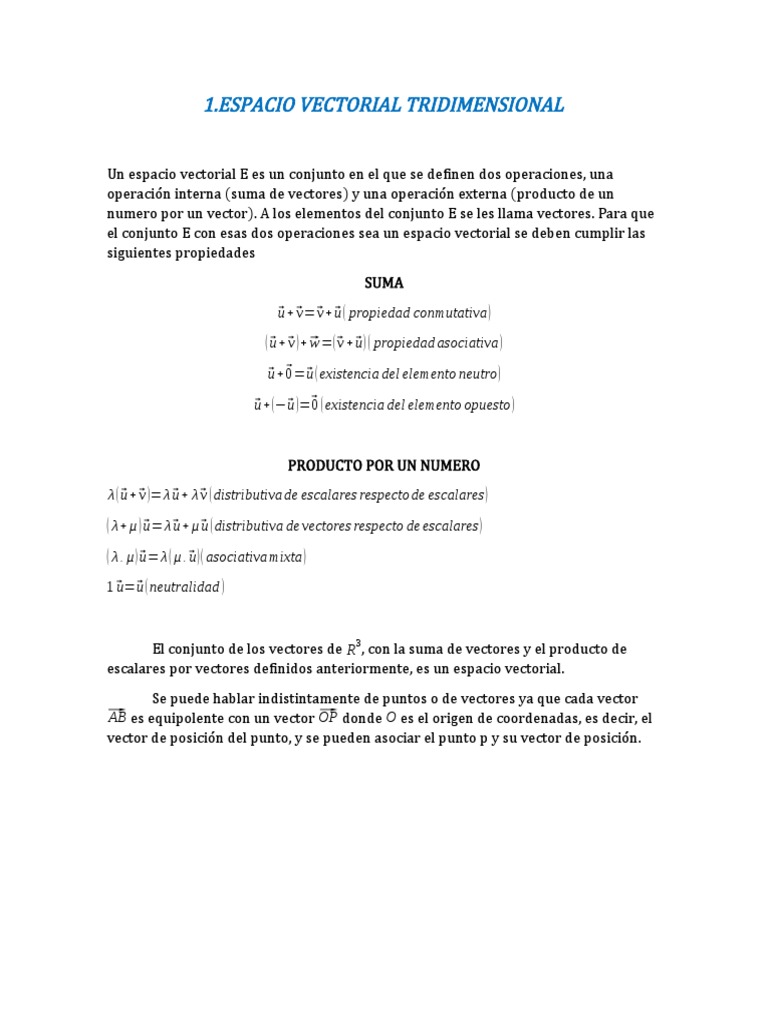 Espacio Vectorial Tridimensional y Lineas Rectas | PDF | Espacio vectorial | Integral
