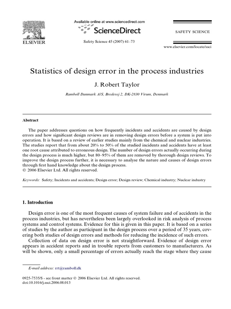 Statistics of Design Error in The Process Industries | PDF | Data ...