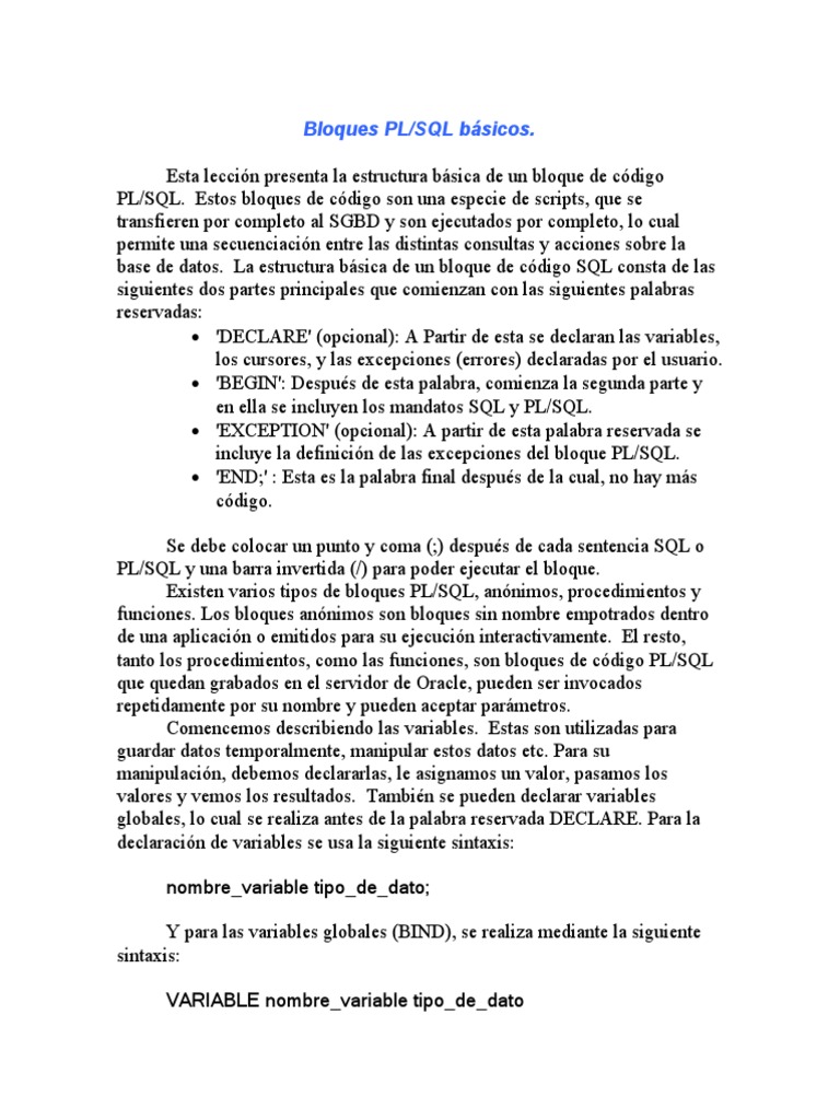 Bloques PLSQL | PDF | Pl / Sql | SQL