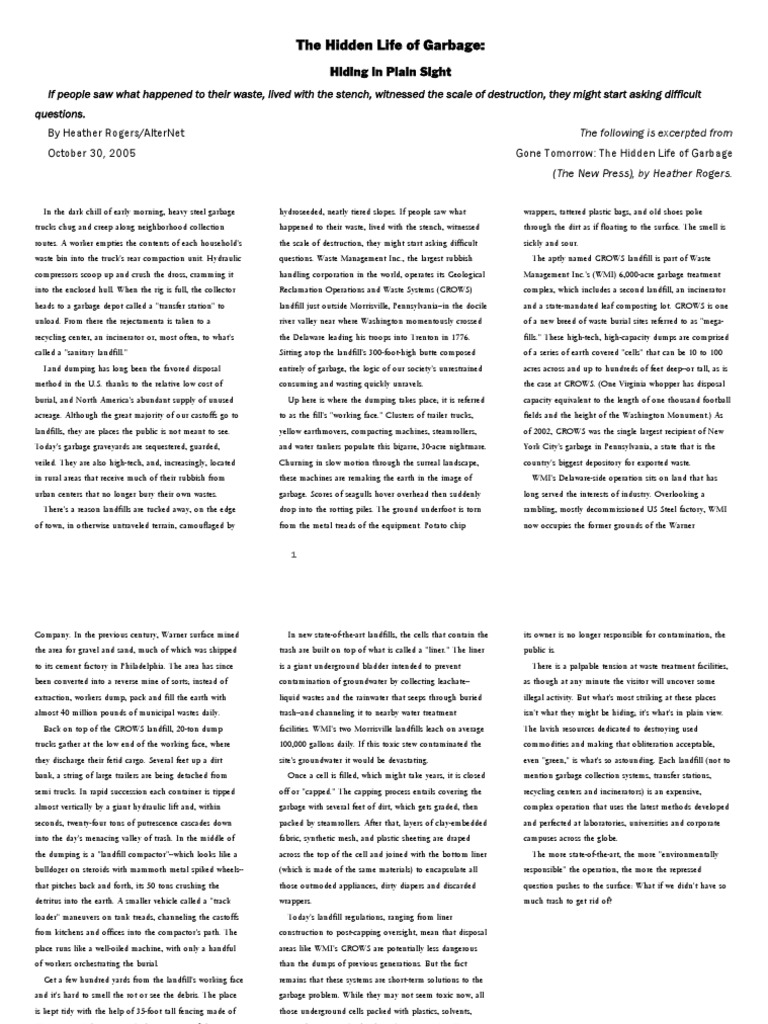 The Hidden Life of Garbage | PDF | Landfill | Waste Management