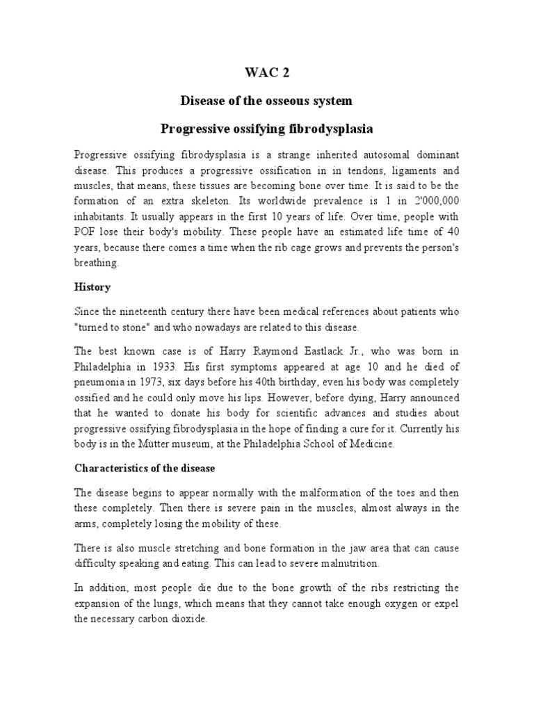 Wac 2 Disease of The Osseous System Progressive Ossifying ...