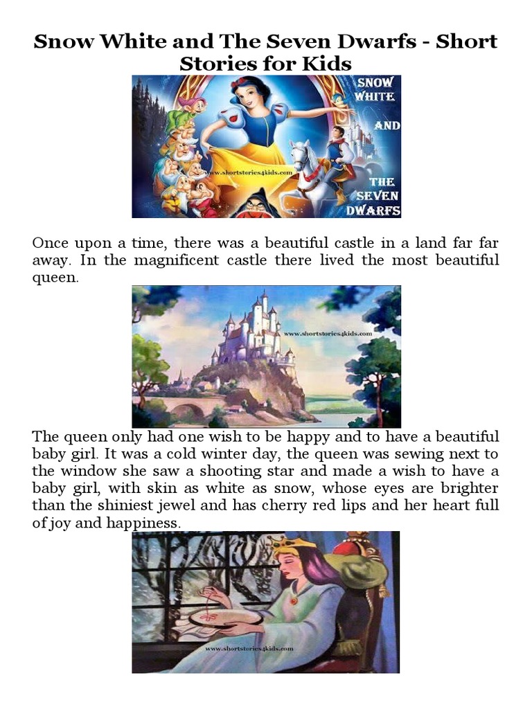 Snow White and The Seven Dwarfs - Short Stories For Kids | PDF | Snow ...