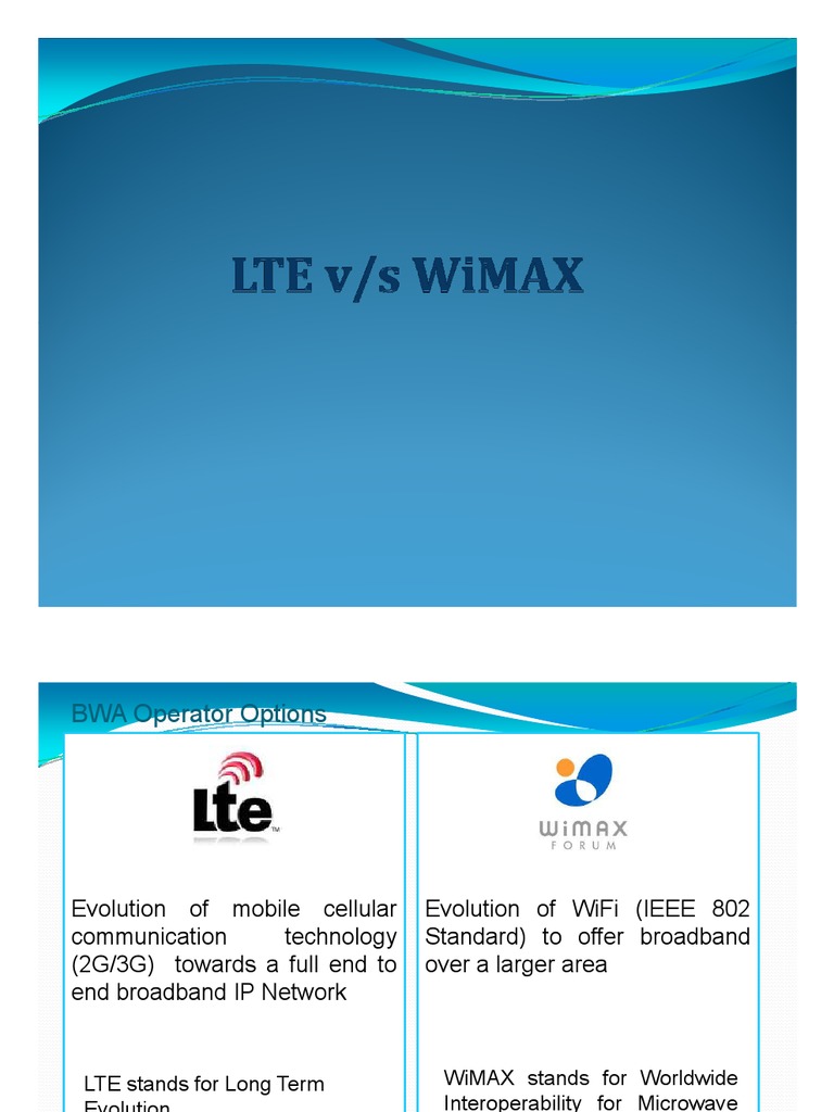 WiMAX Vs LTE | PDF | Lte (Telecommunication) | Wi Max