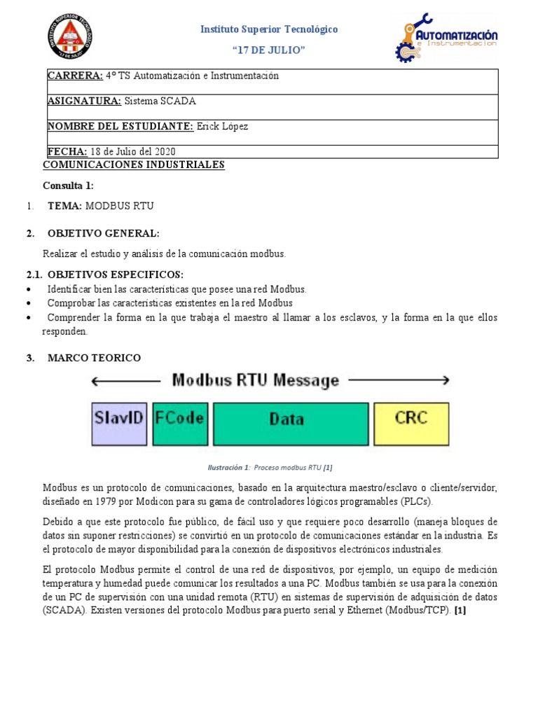 Consulta Modbus Rtu y Modelo Osi | PDF | Modelo osi | Red de computadoras