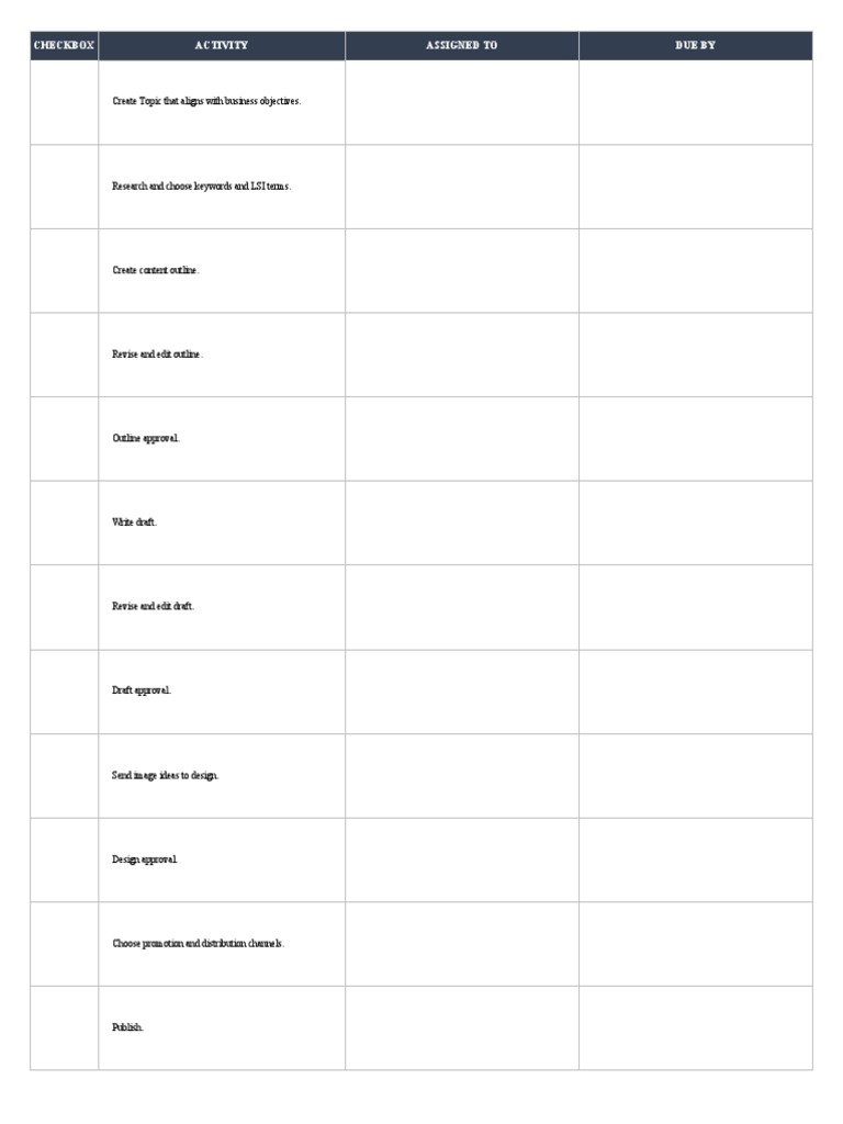 Checkbox Activity Assigned To Due by | PDF