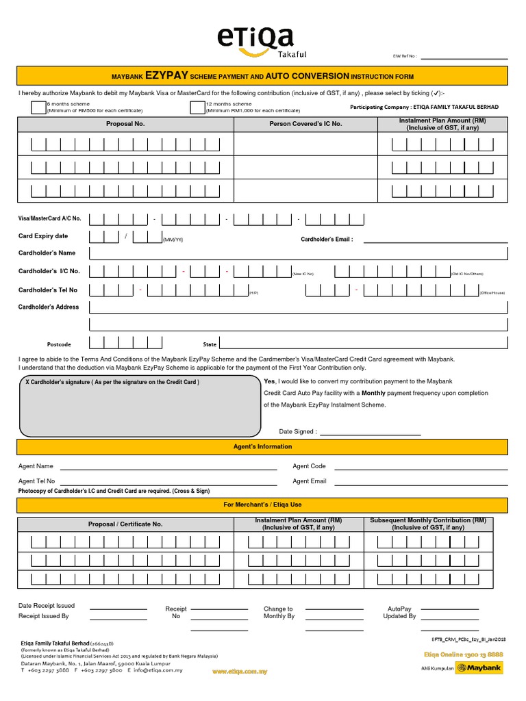 03 Takaful MAYBANK EZYPAY Application Form V1.0 2018 | PDF | Debit Card ...
