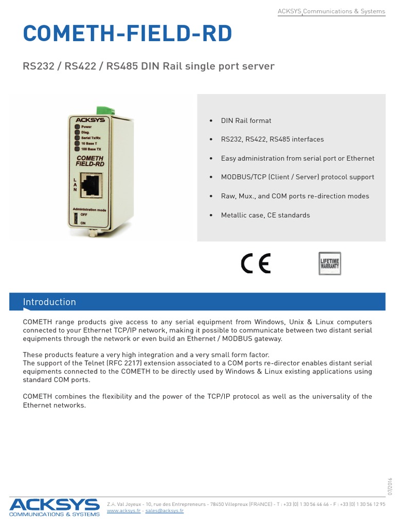 RS232/RS422/RS485 Ethernet Server | PDF | Physical Layer Protocols | Electrical Engineering