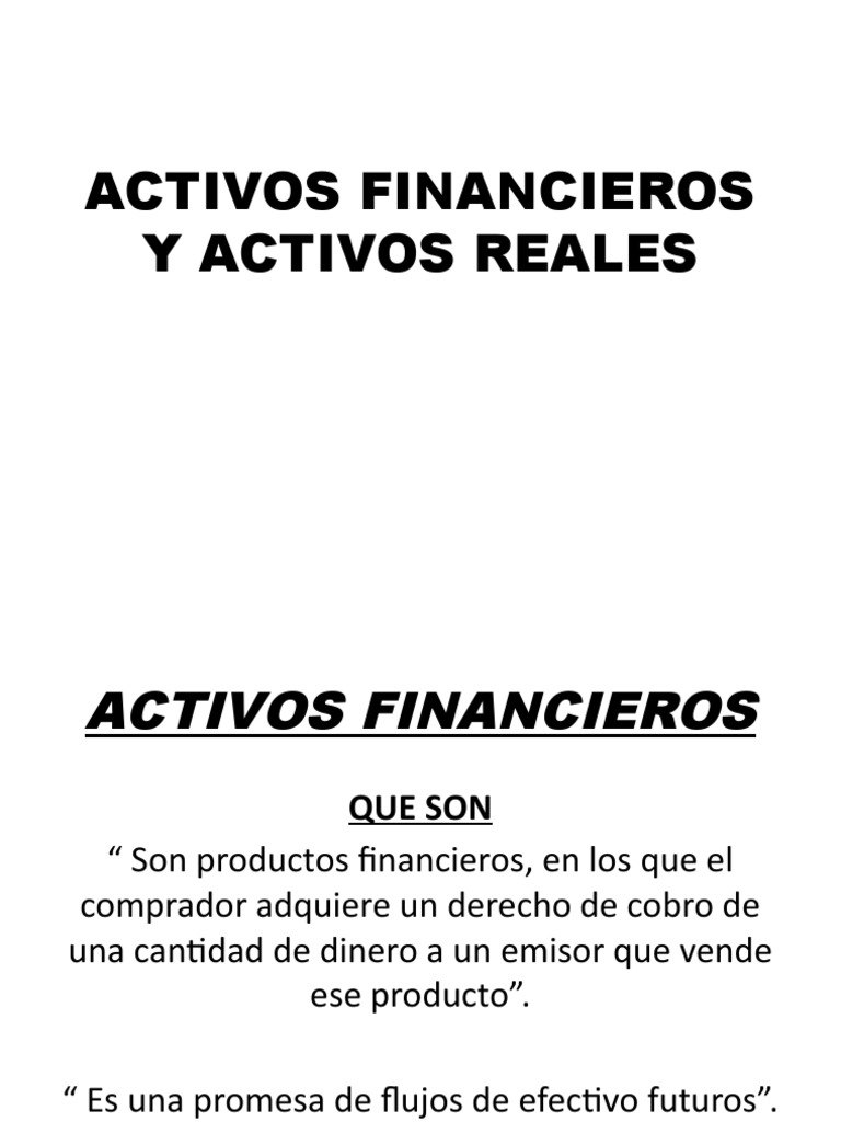 Activos Financieros y Reales | PDF