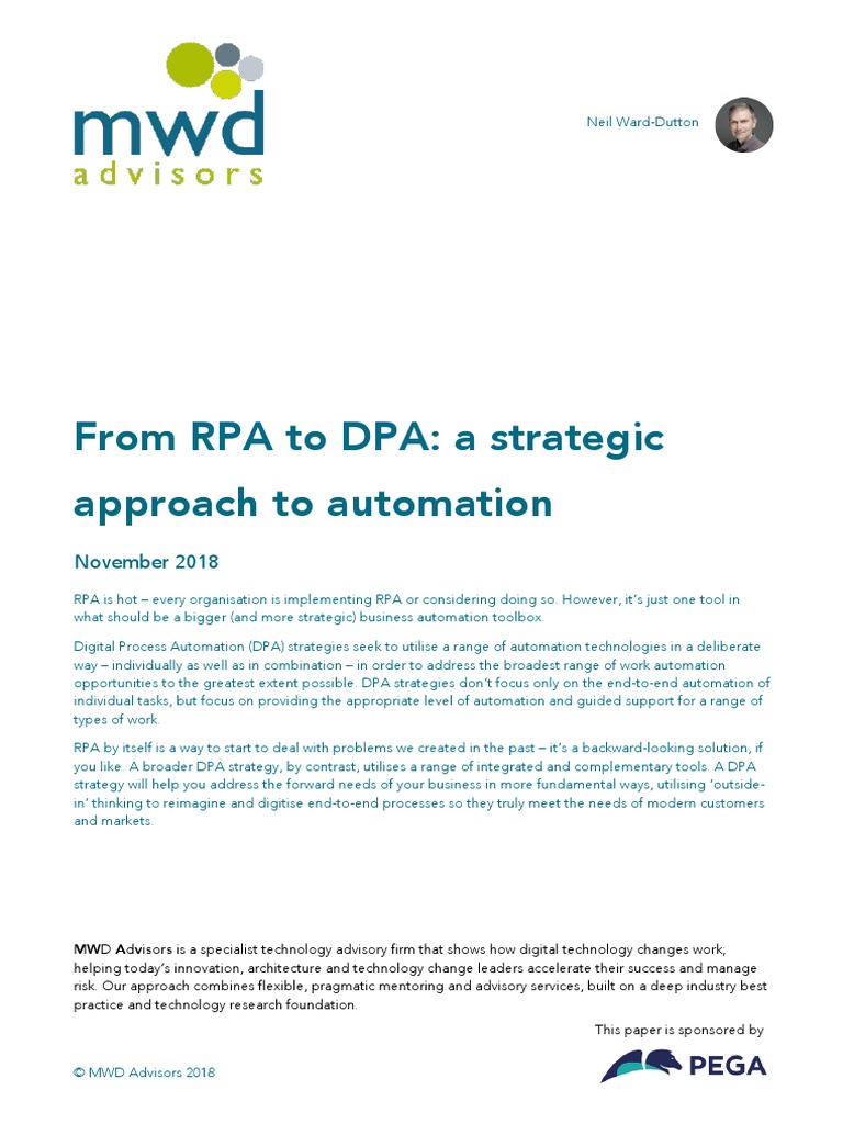 From RPA To DPA: A Strategic Approach To Automation: November 2018 ...