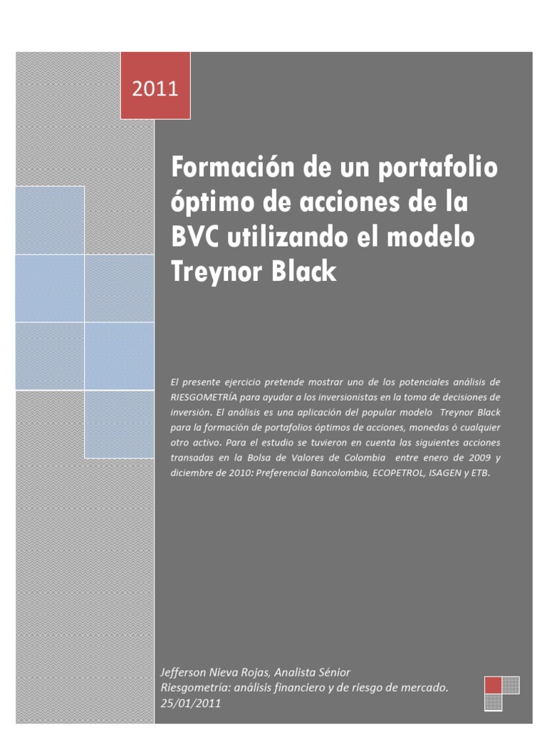 Formación de Un Portafolio Óptimo de Acciones de La BVC Utilizando El ... Formación de Un Portafolio Óptimo de Acciones de La BVC Utilizando El ...