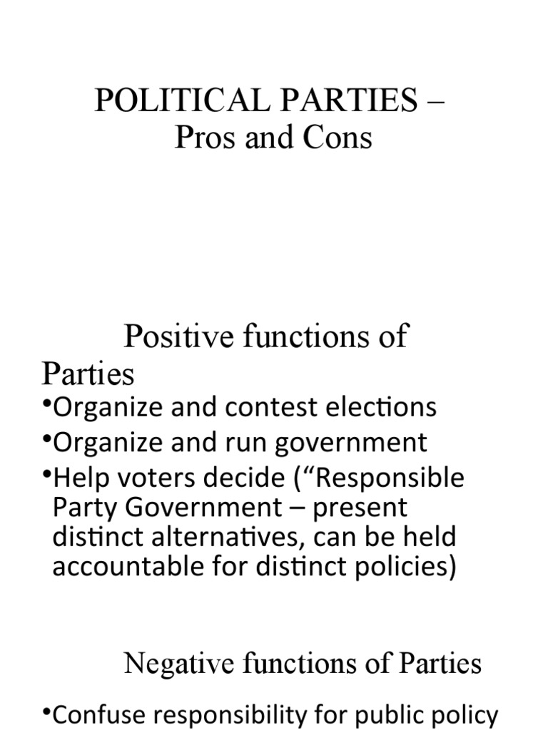 Political Parties - Pros and Cons | PDF | Voting | Accountability