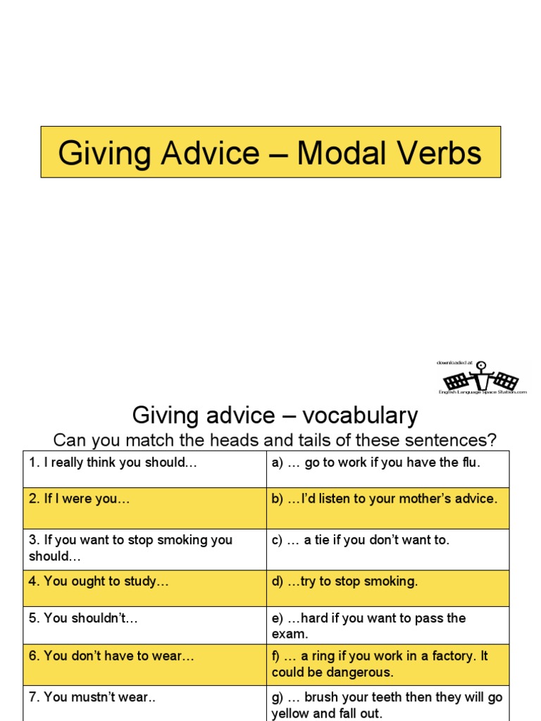 Giving Advice - Modal Verbs | PDF | Languages
