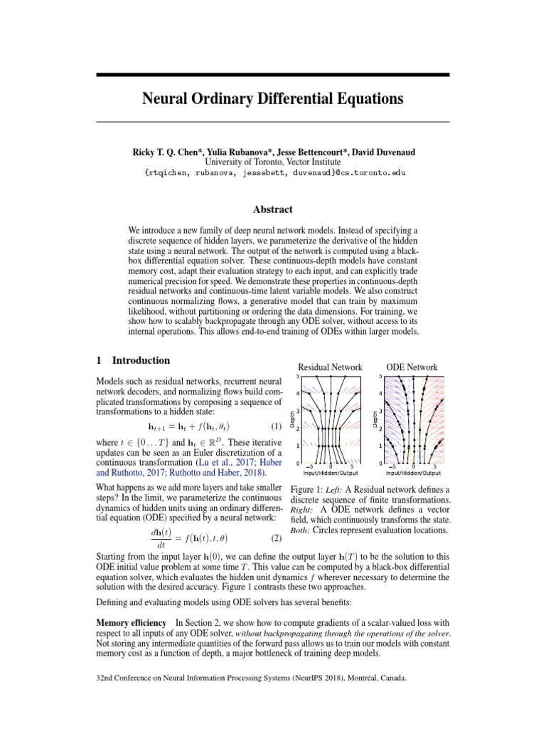 Neural Ordinary Differential Equations Pdf Ordinary Differential