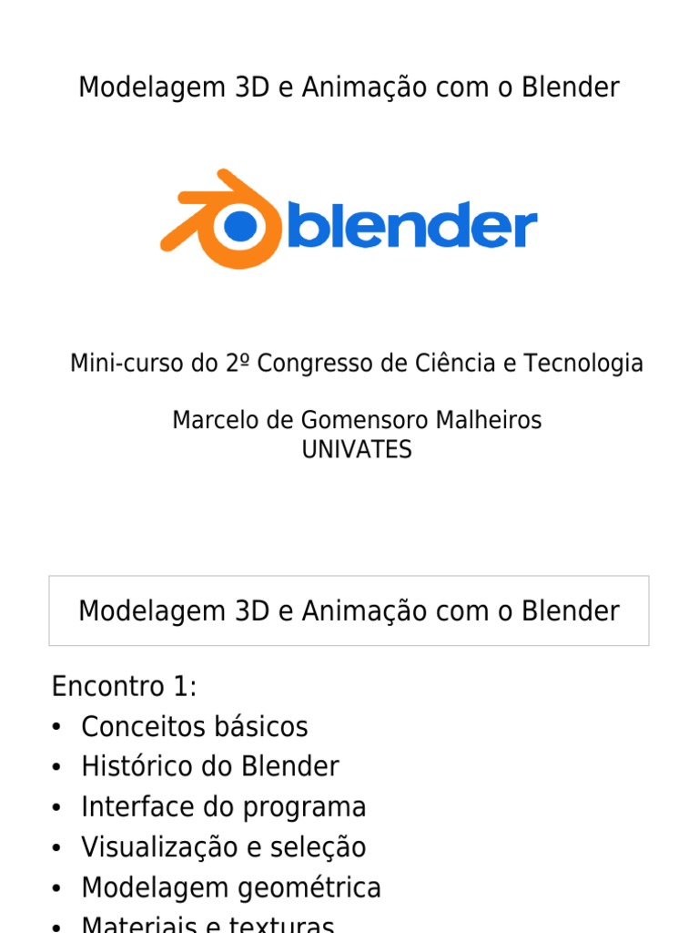 Mini Curso Blender 2 | PDF | Blender (software) | Modelagem 3D