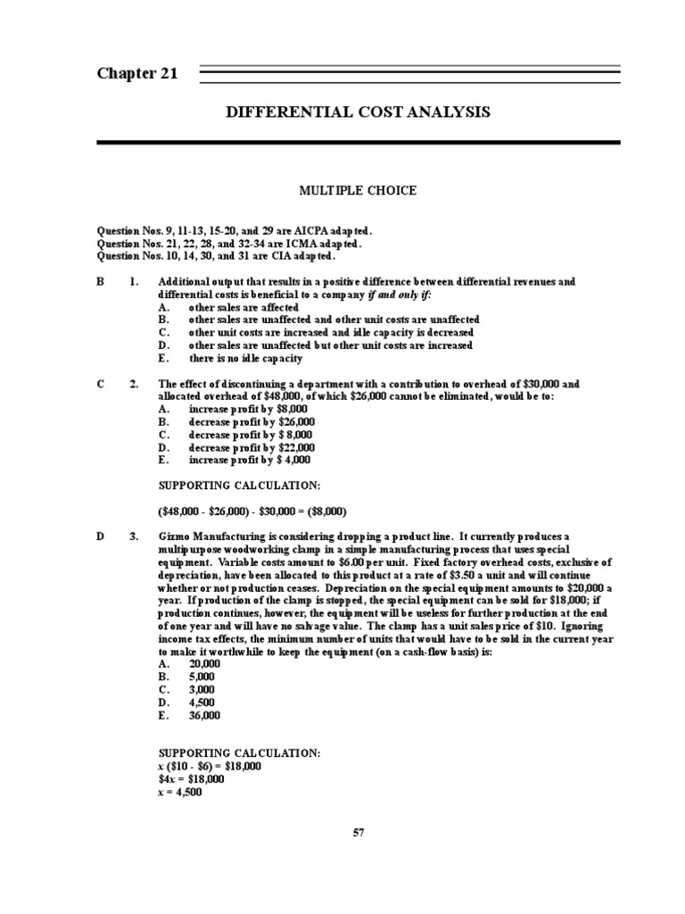 21 Differential Cost Analysis PDF | PDF | Linear Programming | Mathematical Optimization