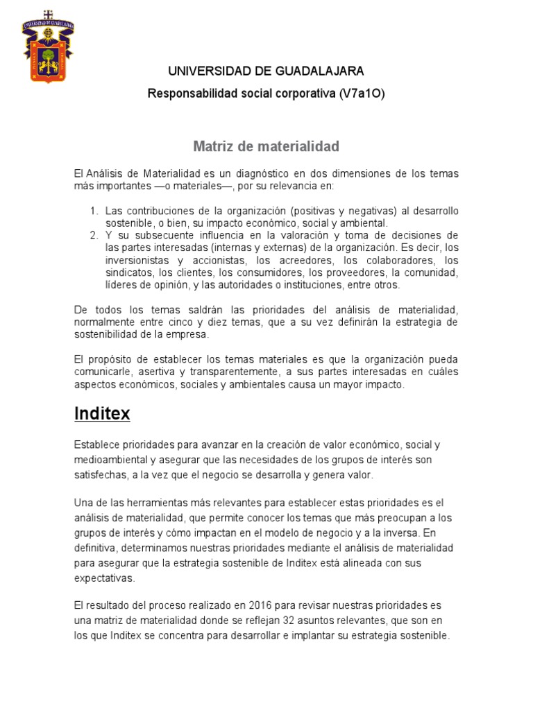 Matriz de Materialidad | PDF | Responsabilidad social corporativa | Sustentabilidad