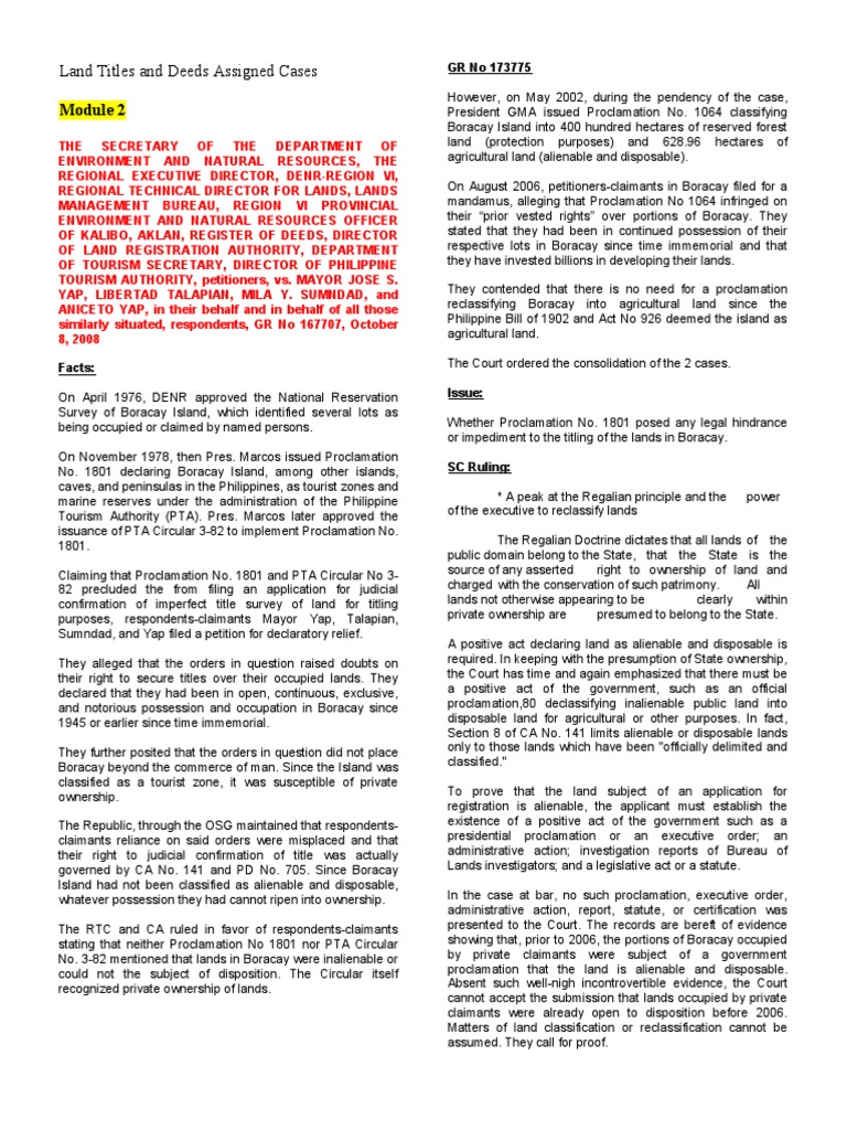 Land Titles and Deeds Assigned Cases | PDF | Deed | Title (Property)