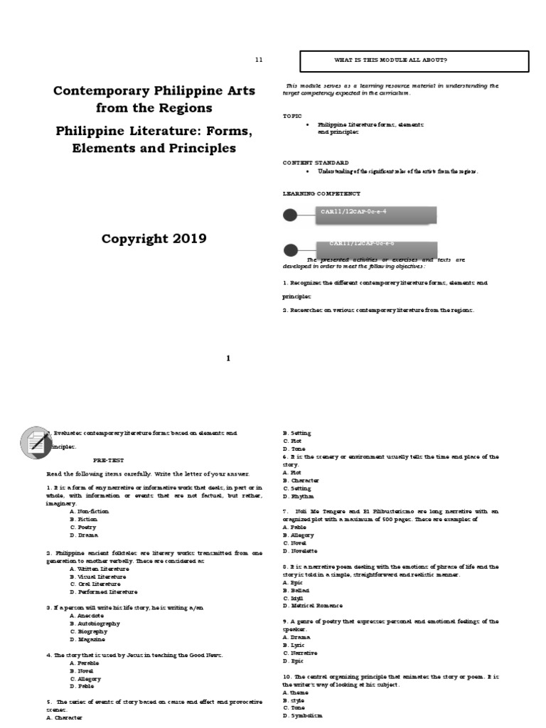 Module CPAR LITERATURE2 | PDF | Poetry | Narrative