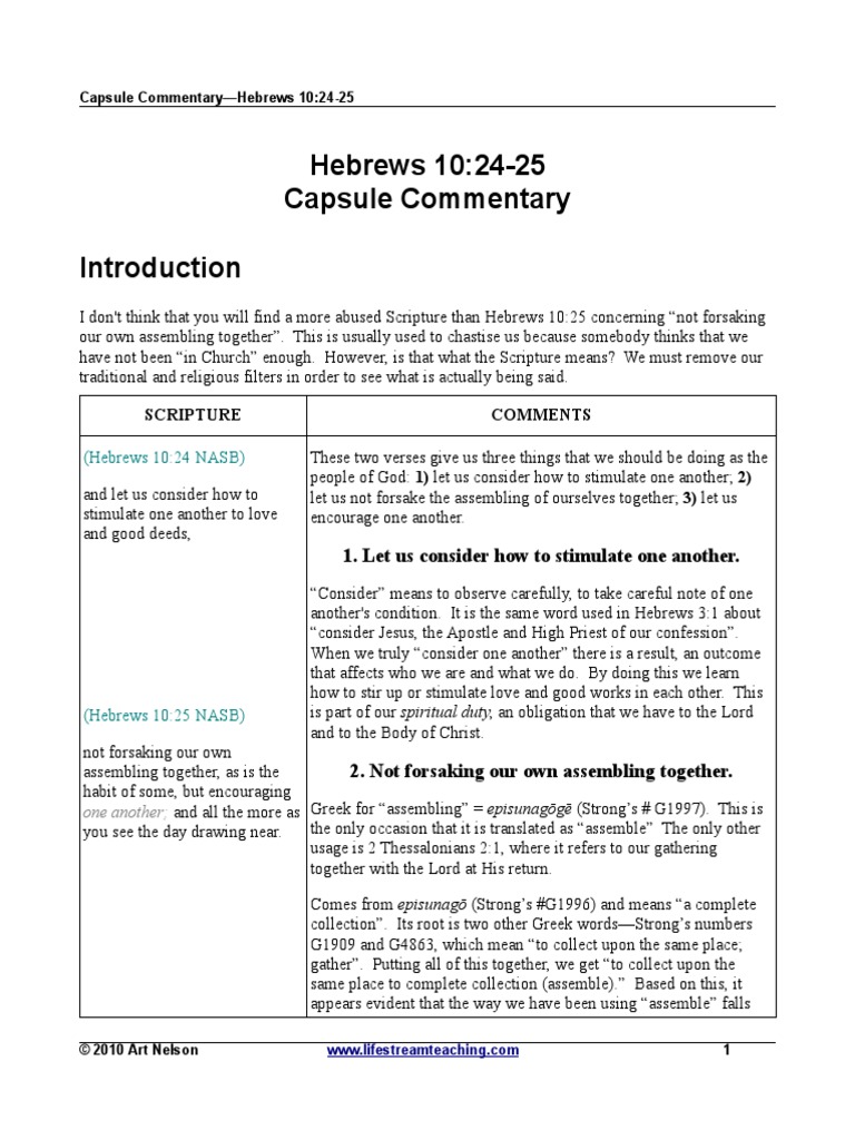 CC Hebrews 10 24 and 25 PDF | PDF | Epistle To The Hebrews | God