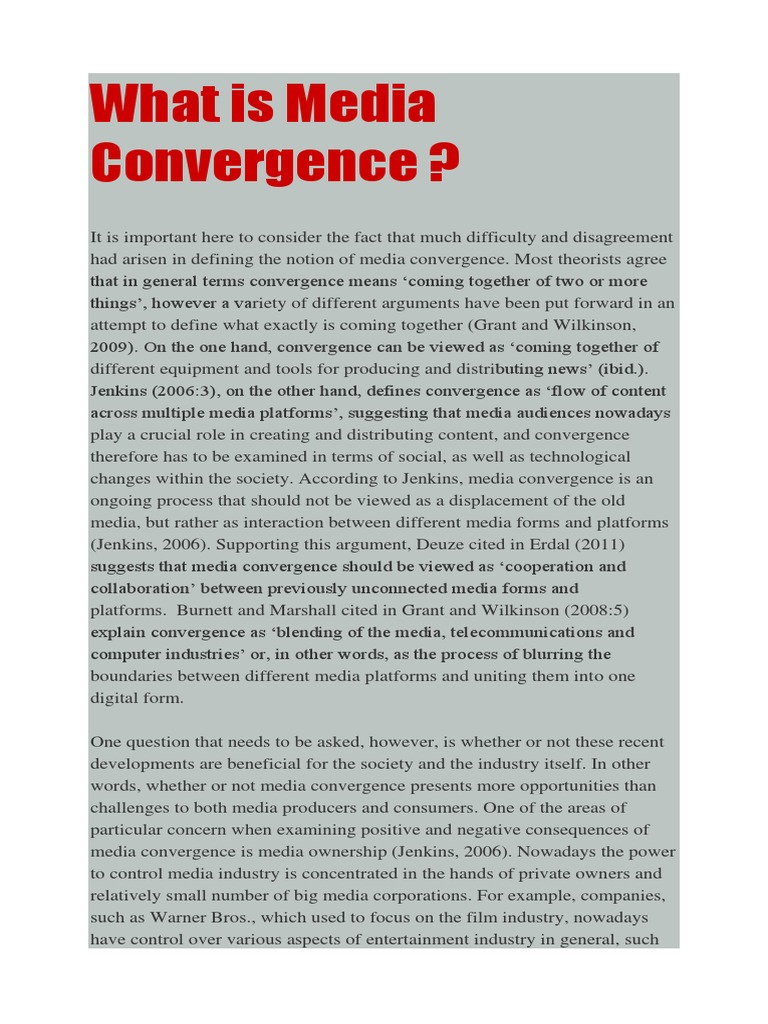 What Is Media Convergence | PDF | Technological Convergence | Mass Media