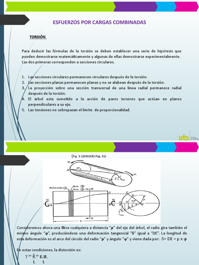 Análisis de esfuerzos combinados en elementos estructurales sometidos a torsión, flexión y ...
