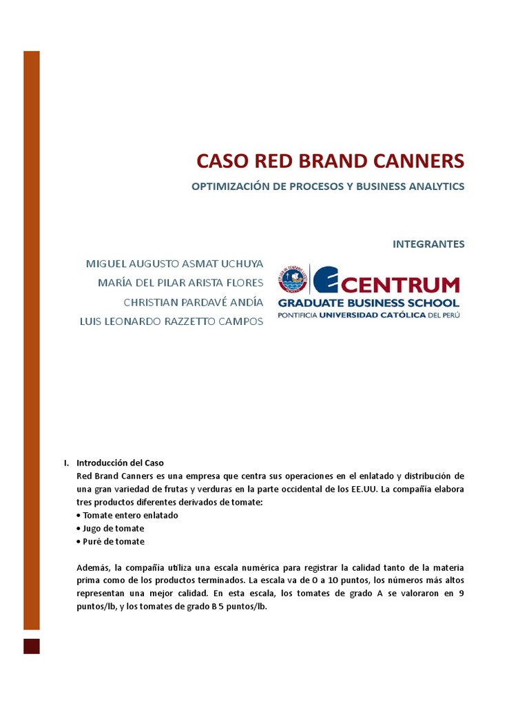 Caso Red Brand Canners | PDF | Tomate | Agronomía