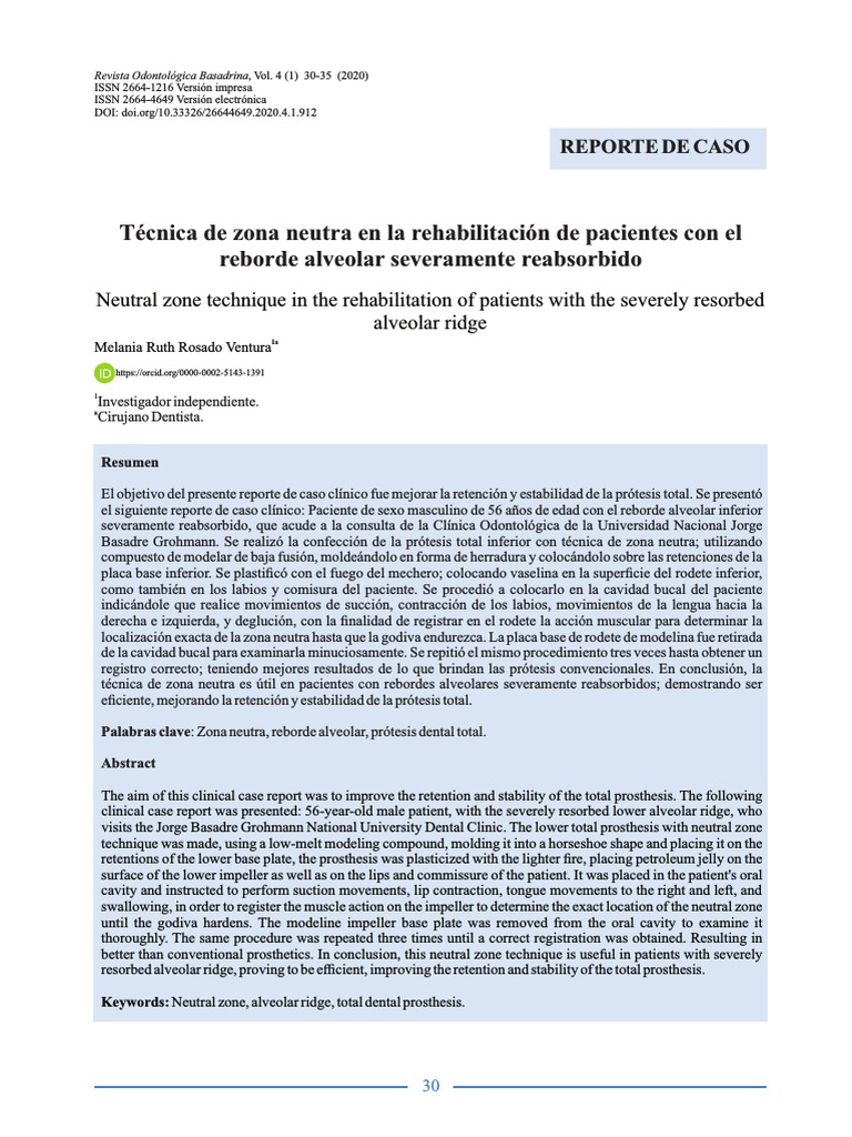 Técnica de zona neutra en prótesis total | PDF | Dentadura postiza ...