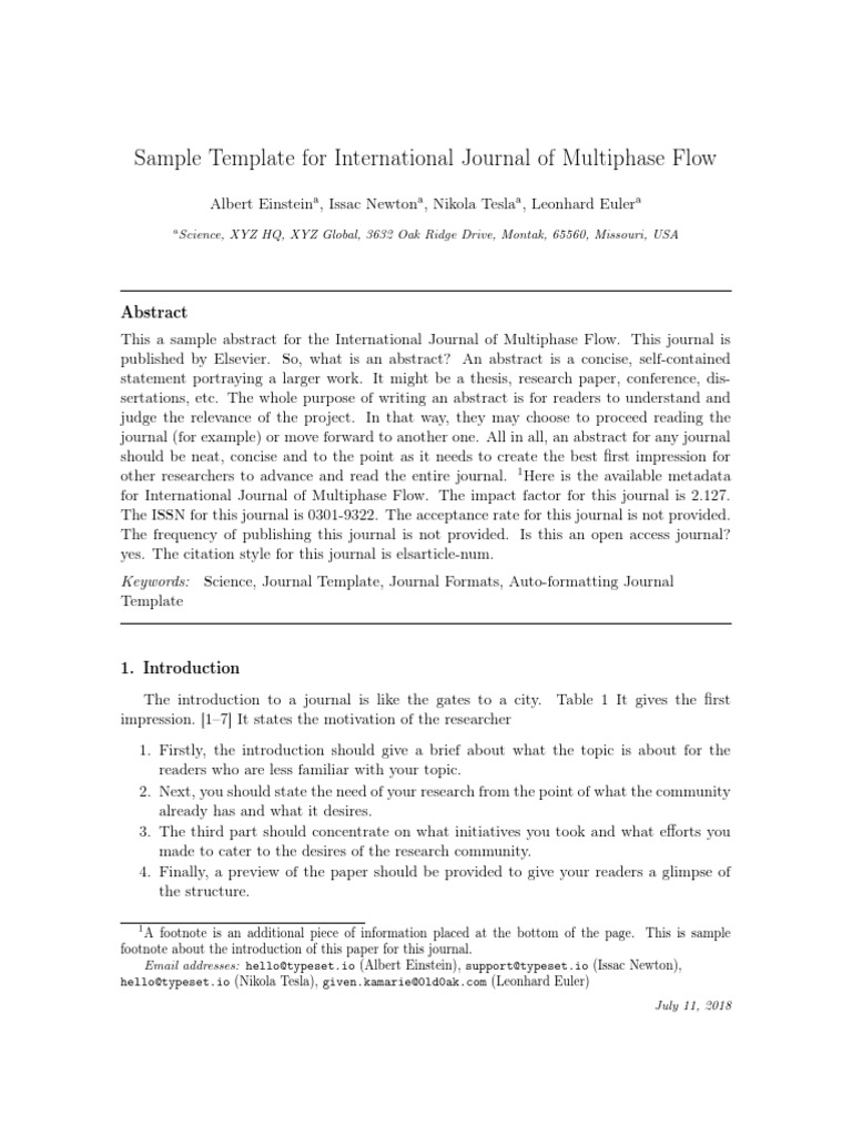 Sample Template For International Journal of Multiphase Flow | Download ...