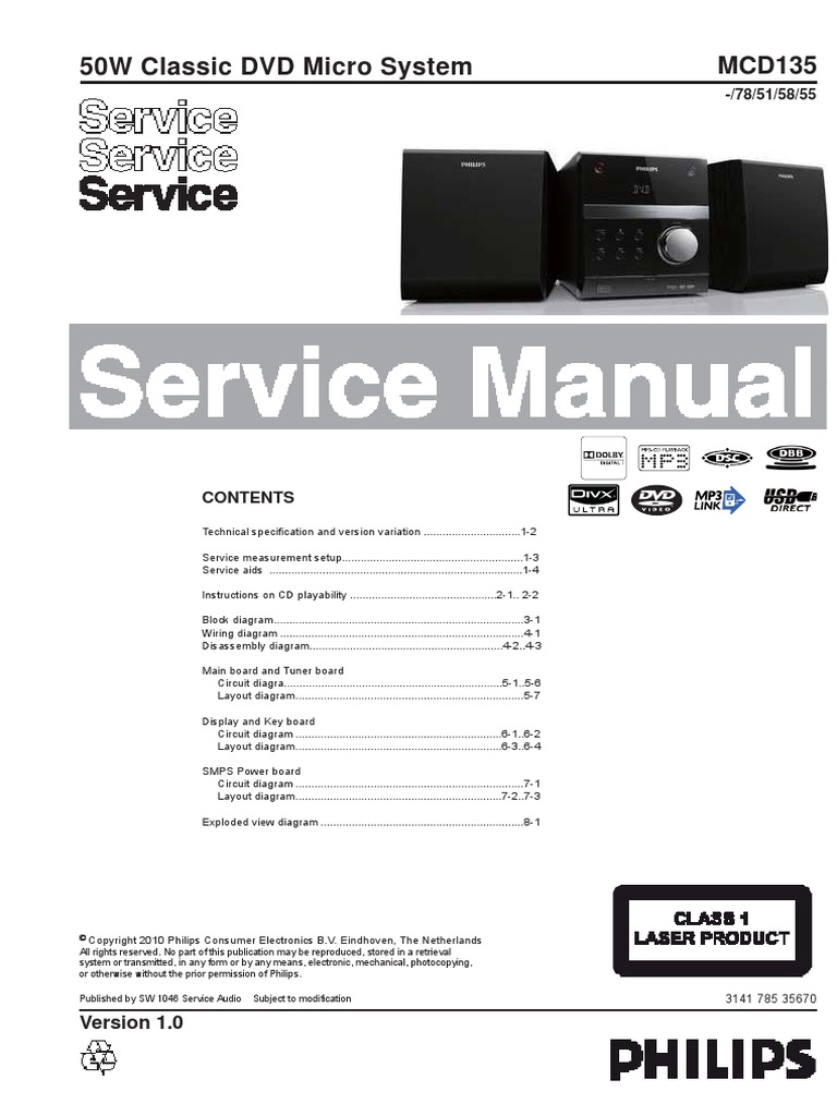 MCD135 50W Classic DVD Micro System | PDF | Compact Disc | Loudspeaker