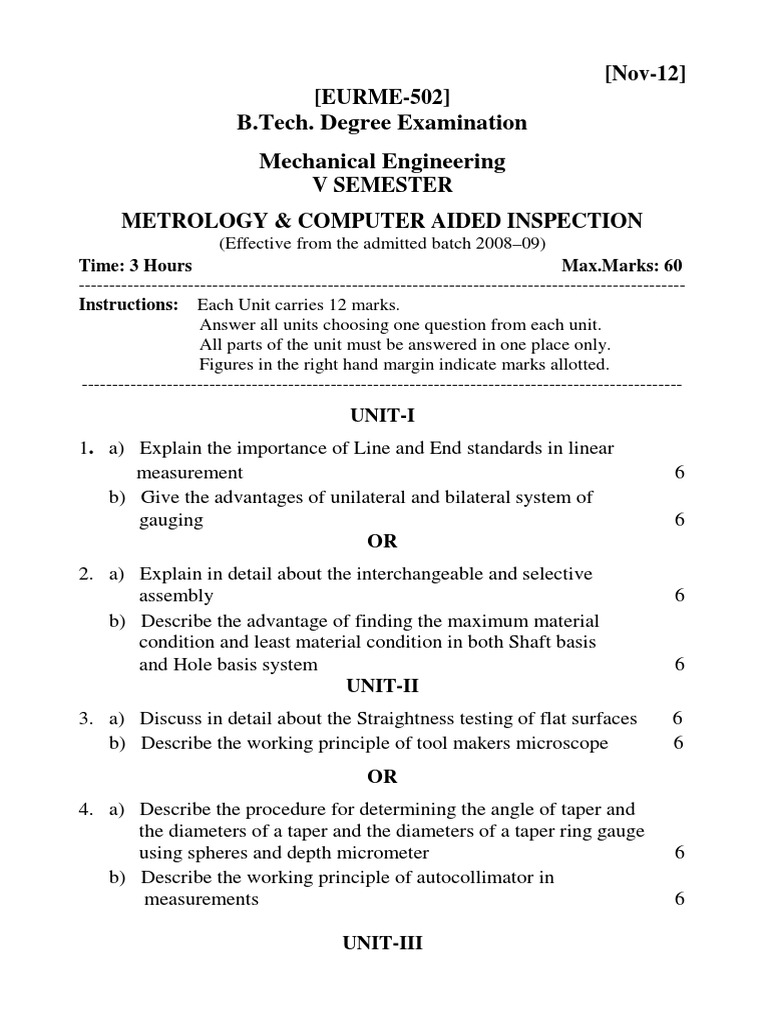 Metrology and Computer Aided Inspection: A Document Outlining ...