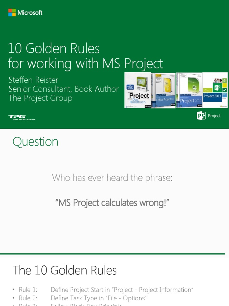 10 Golden Rules For Working With MS Project: Steffen Reister Senior ...