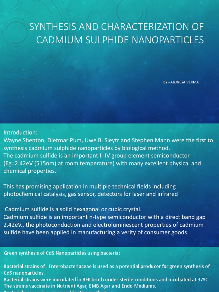 Synthesis and Characterization of Cadmium Sulphide Nanoparticles | PDF | Nanoparticle | Electron ...