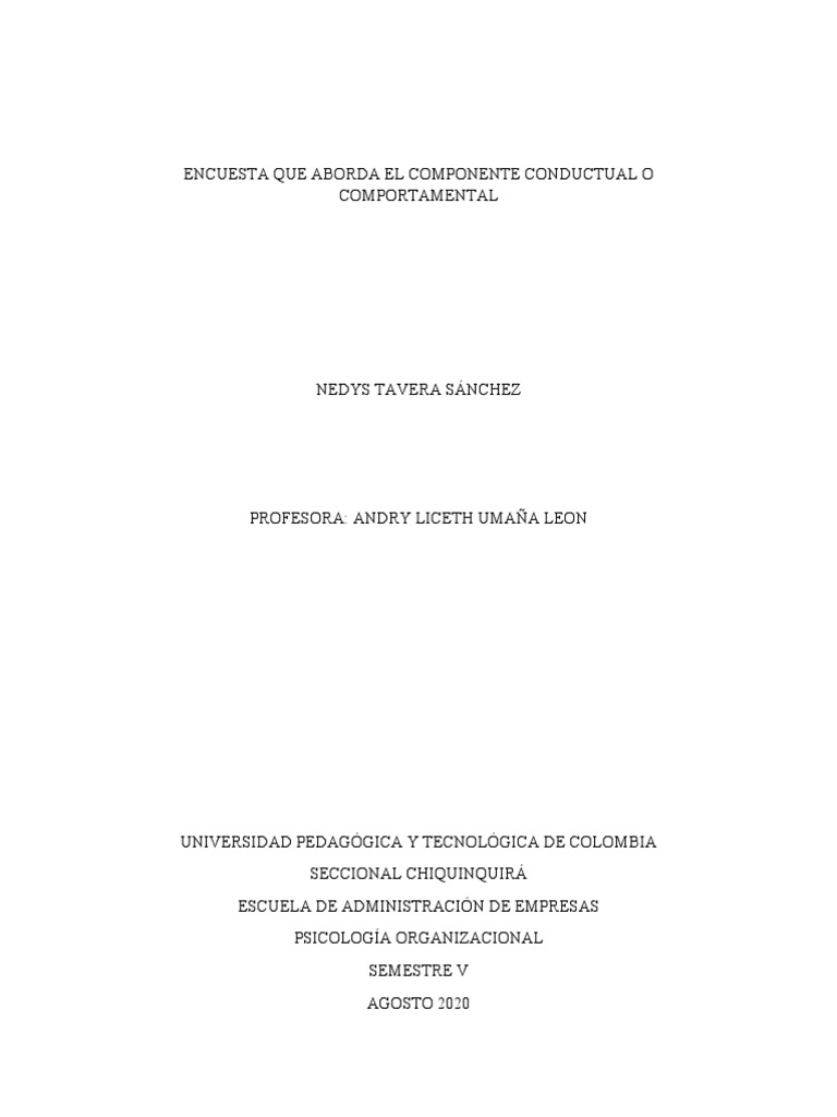 Encuesta Que Aborda El Componente Conductual o Comportamental | PDF ...