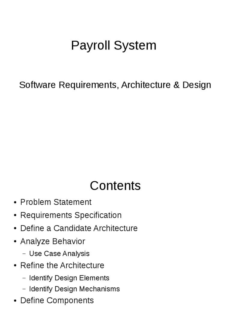 Payroll System: Software Requirements, Architecture & Design | PDF