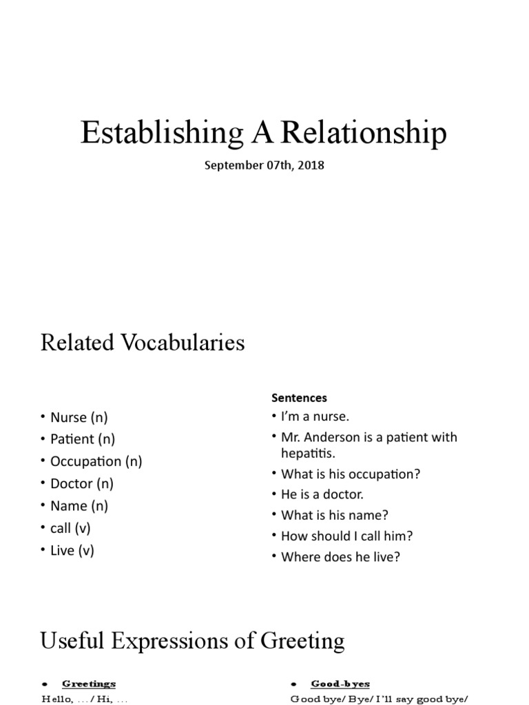 Establishing A Relationship | PDF