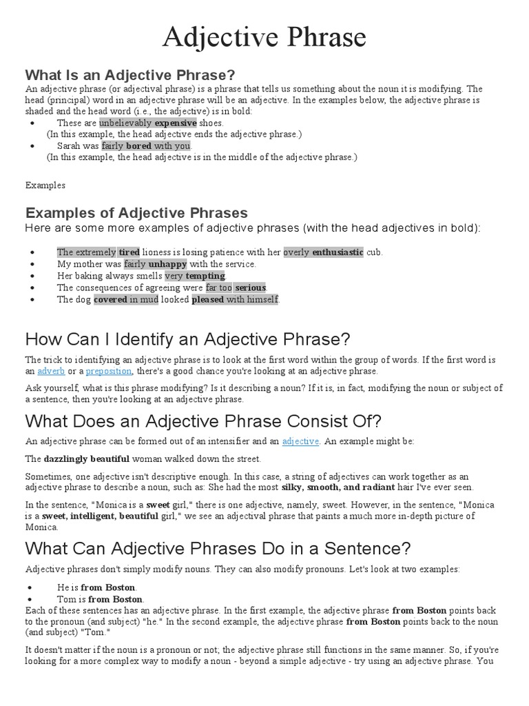 Adjective Phrase | PDF | Adjective | Noun