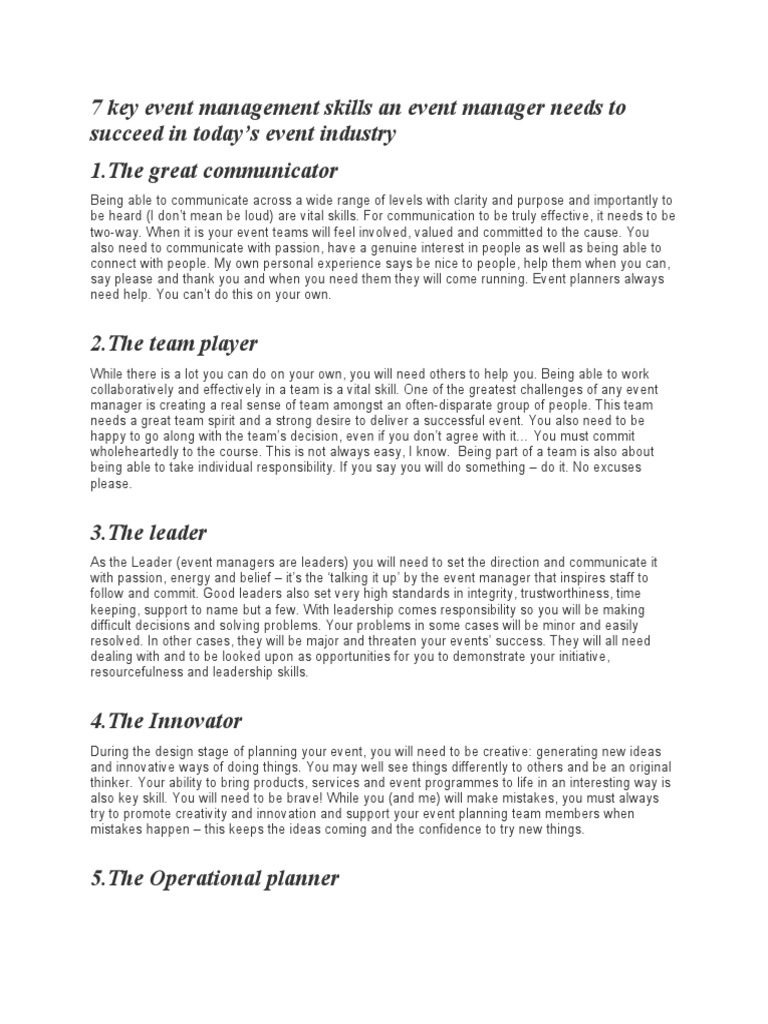 7 Key Event Management Skills An Event Manager Needs To Succeed in ...