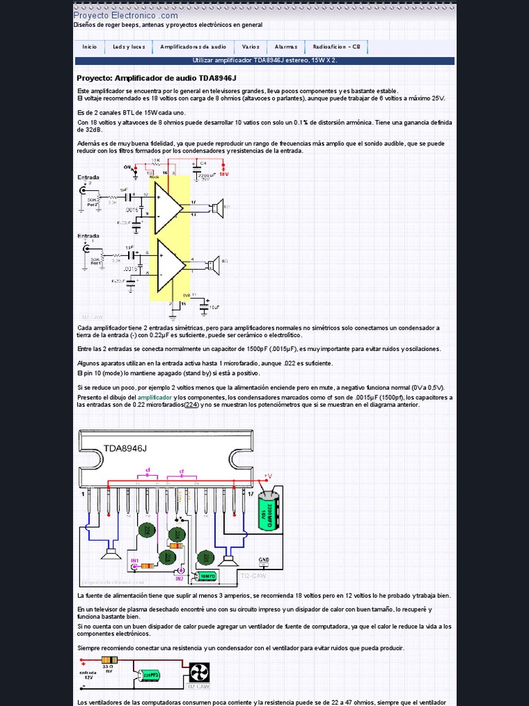 Amplificador de Audio Tda8946j 15w X 2 (Estereo) - Proyecto de Sonido PDF | PDF | Electrónica ...