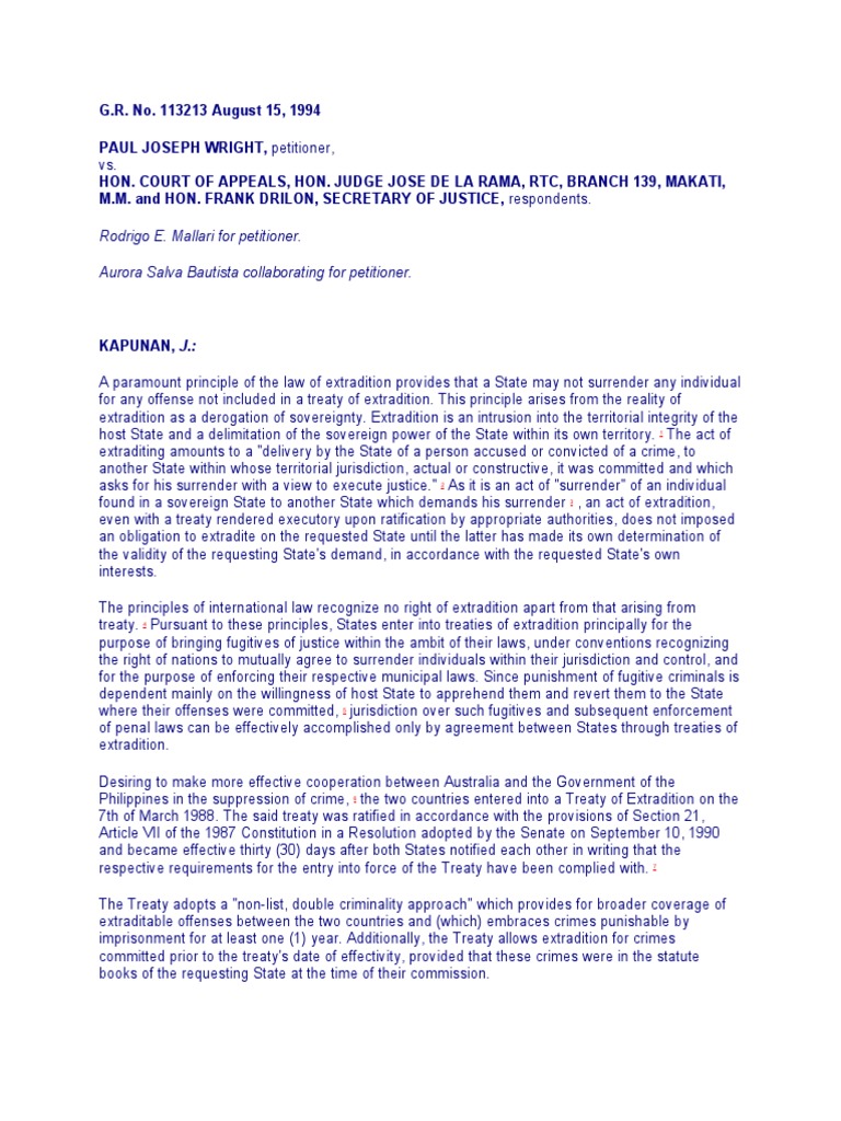 Australian Extradition Treaty Upheld | PDF | Ex Post Facto Law ...