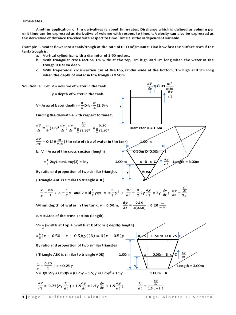 Time-Rates: Page - Differential Calculus Engr. Alberto F. Servito | PDF ...