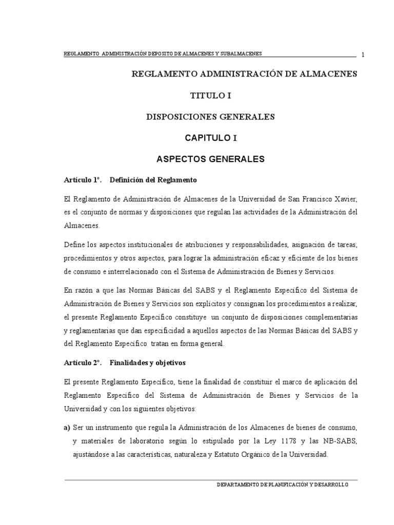 REGLAMENTO_ADMINISTRACI%c3%93N_DE_ALMACENES_TITULO_I_DISPOSICIONES ...