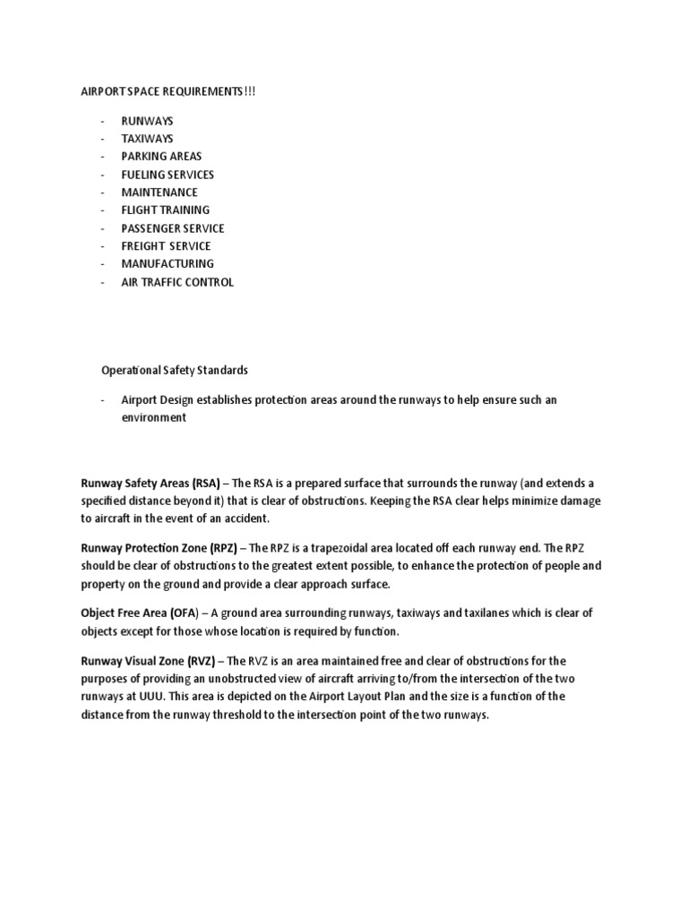 Airport Space Requirements | PDF