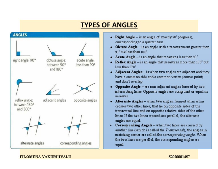 Types of Angles: Corresponding Angels - When Two Lines Are Crossed by | PDF