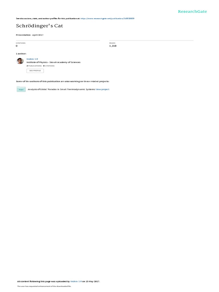 Schrodinger Scat | PDF | Reasoning | Applied And Interdisciplinary Physics