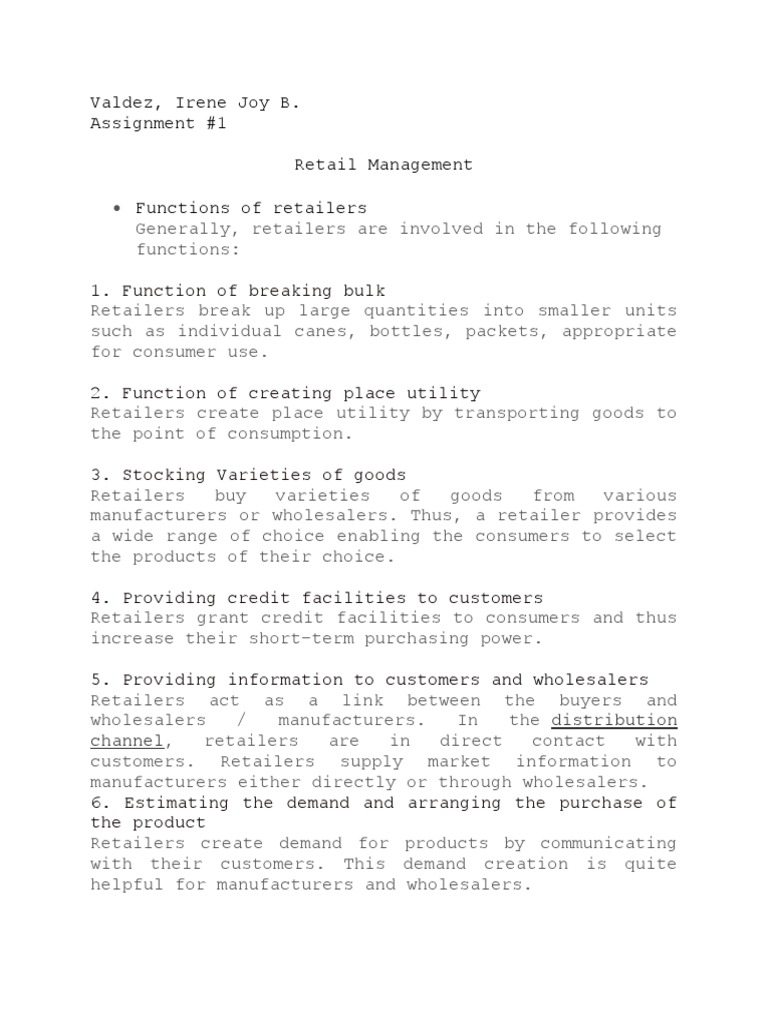 Assignment Retail Management | PDF | Retail | Marketing
