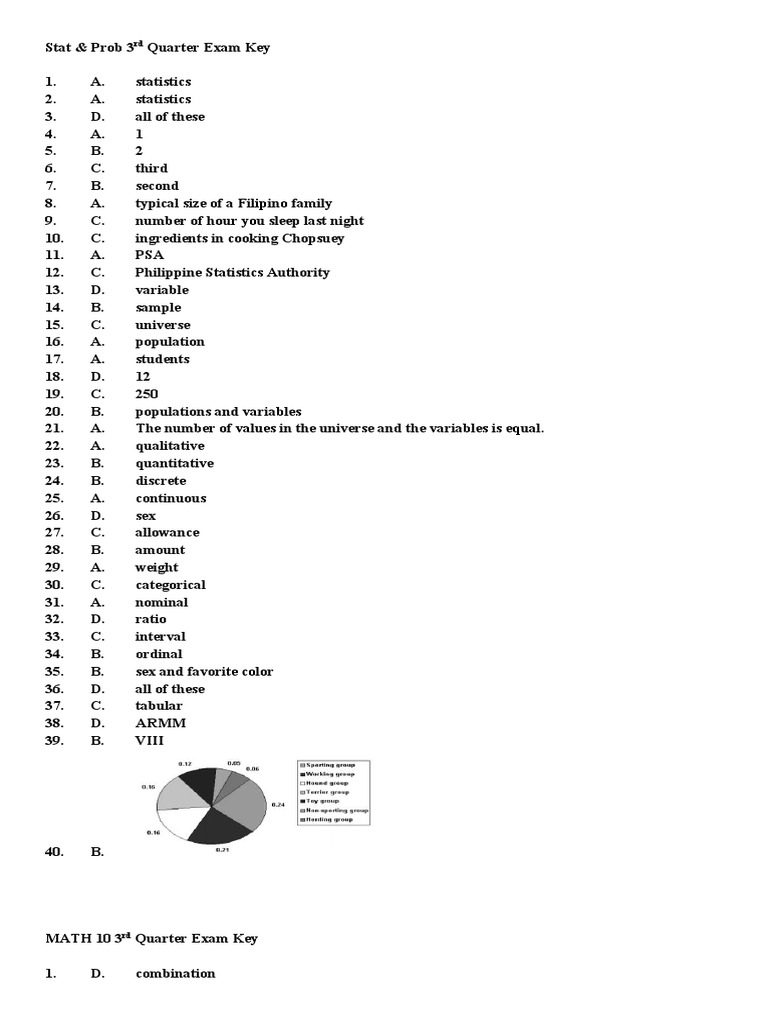 Math 10 3rd Quarter Exam Key | PDF