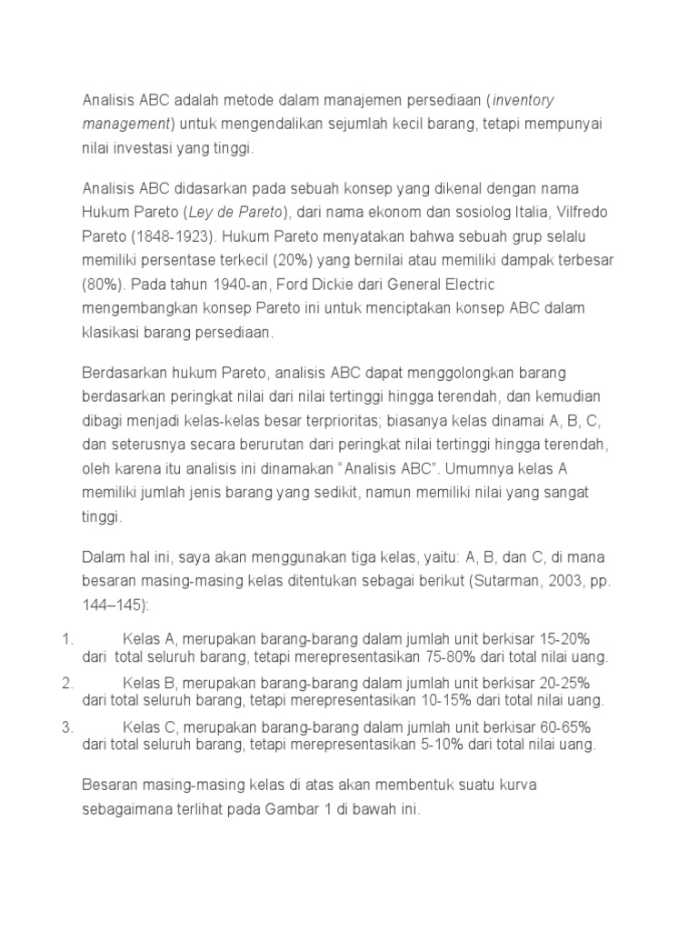 Analisis ABC Adalah Metode Dalam Manajemen Persediaan | PDF
