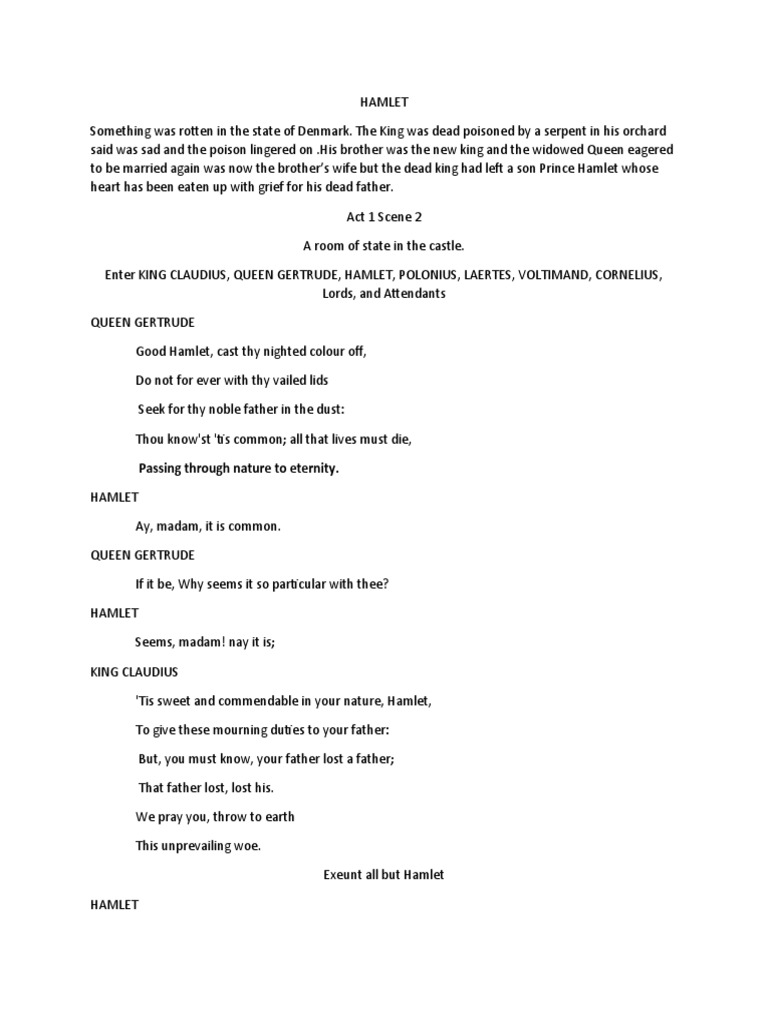 Script of Hamlet Drama | PDF | Hamlet | Shakespearean Tragedies