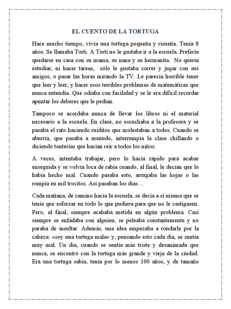 El Cuento de La Tortuga | PDF | Tortuga