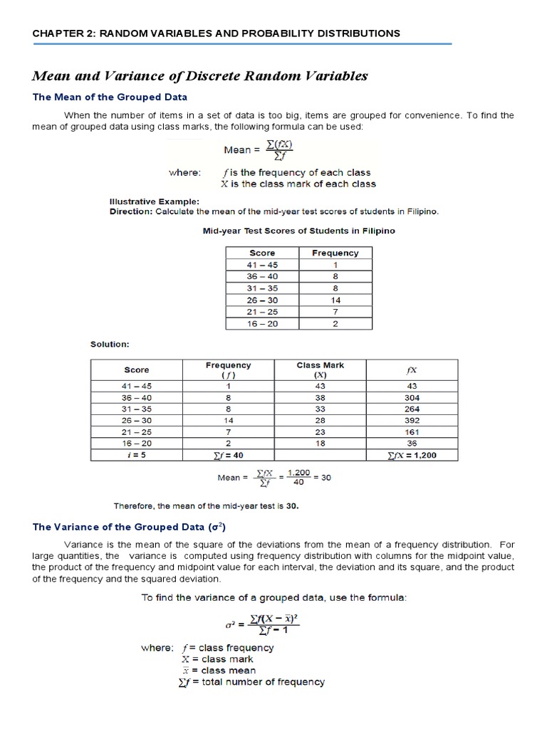 Statistics and Probability Handouts - Random Varibales and Probability Distributions | PDF